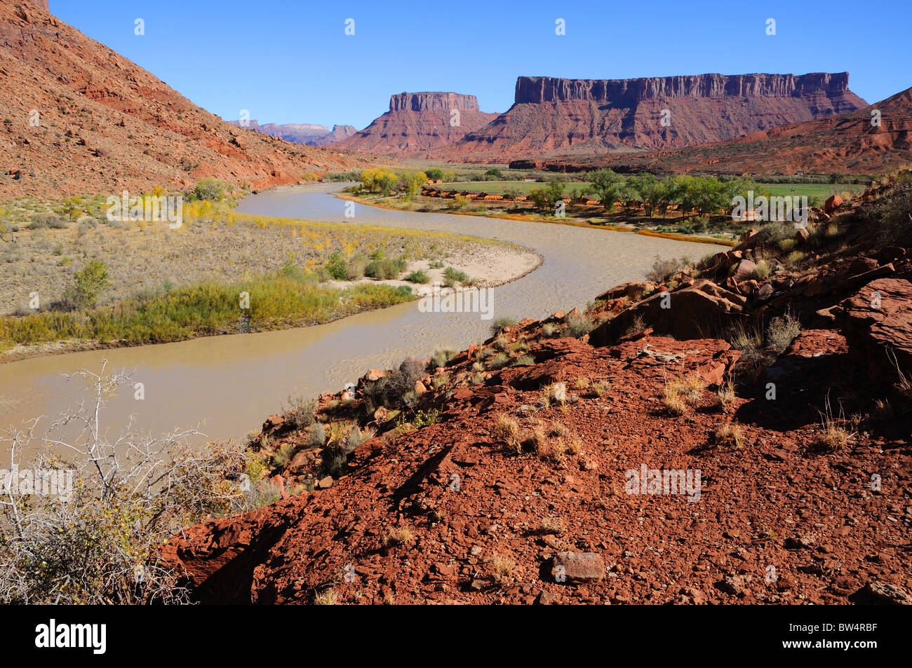 Meander in Colorado River near Desert Resort Stock Photo - Alamy