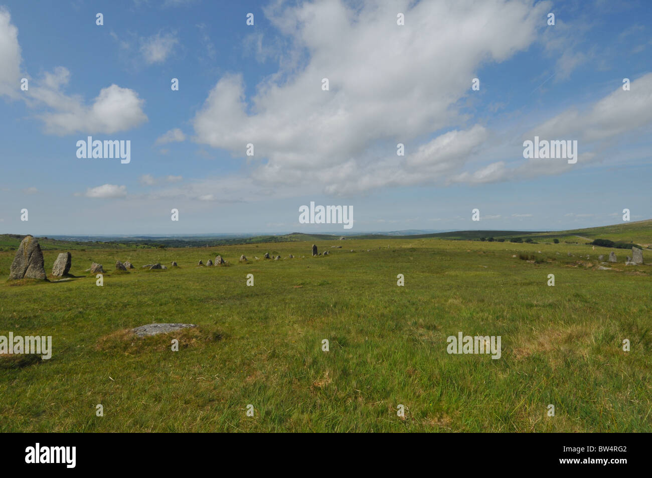 dartmoor merrivale ancient stone rows and paths Stock Photo - Alamy