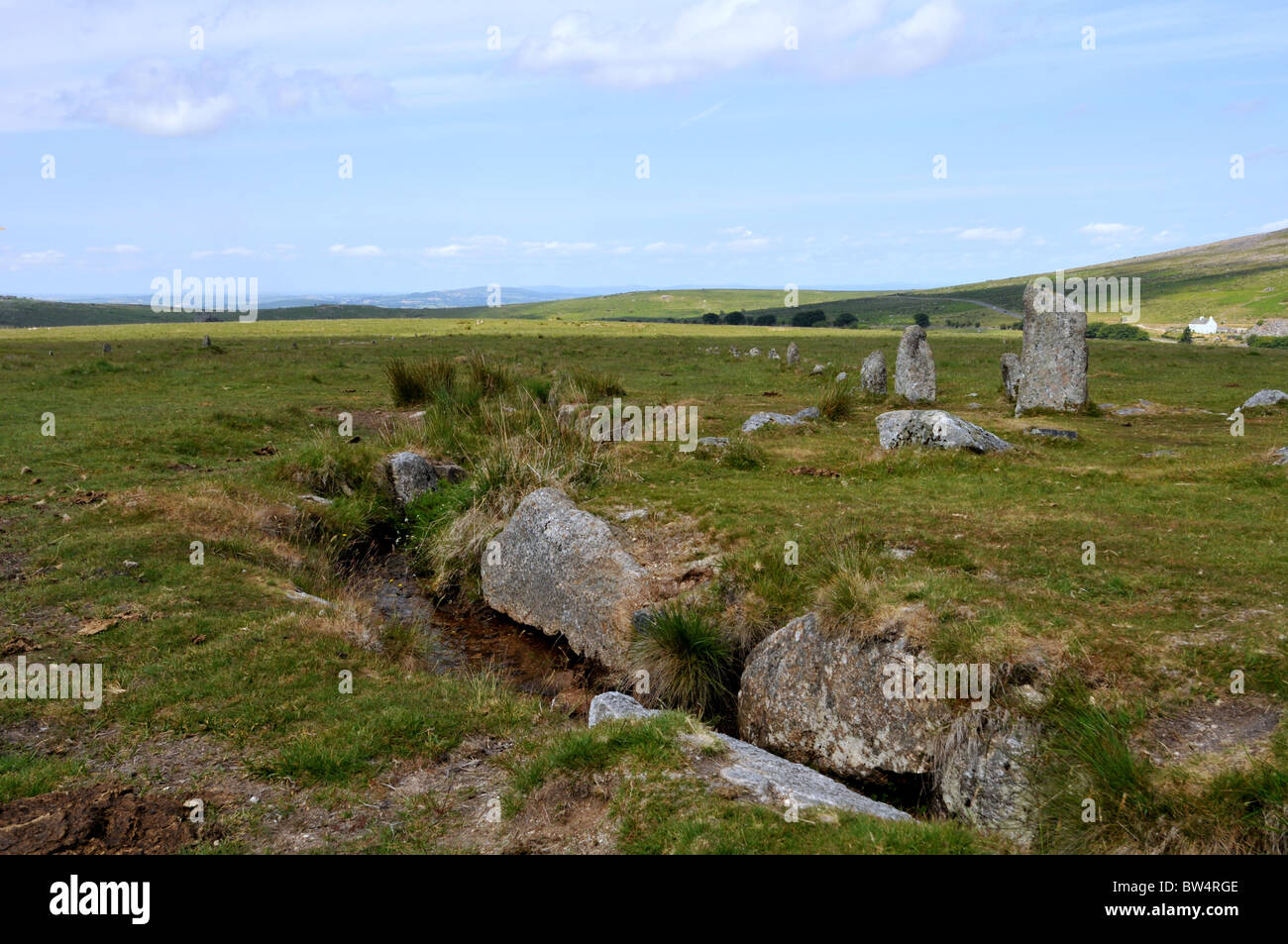 dartmoor merrivale ancient stone rows and paths Stock Photo - Alamy