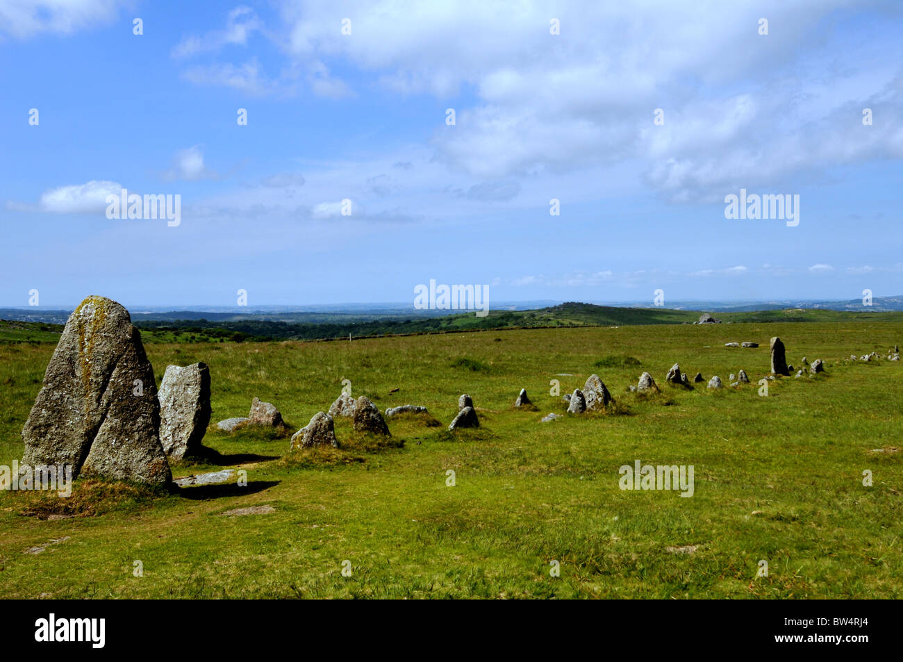dartmoor merrivale ancient stone rows and paths Stock Photo - Alamy