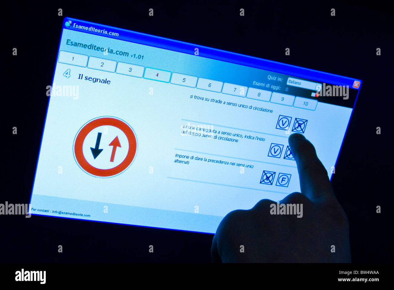 driving school, exercises of theory to guide the computer Stock Photo ...