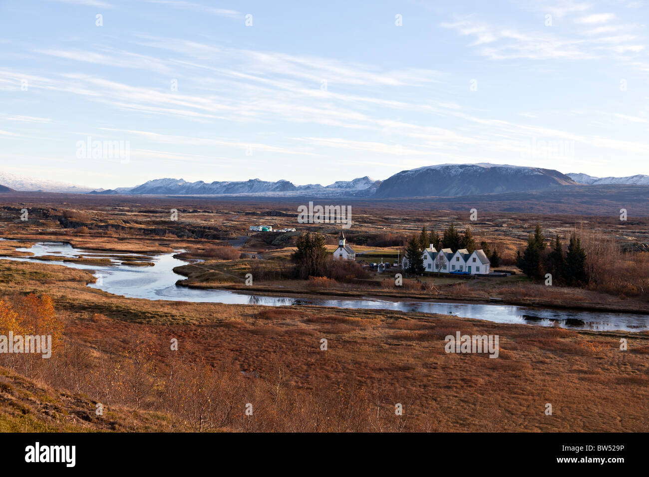 Thingvalla Kirkja church, Thingvellir National Park, Iceland Stock ...