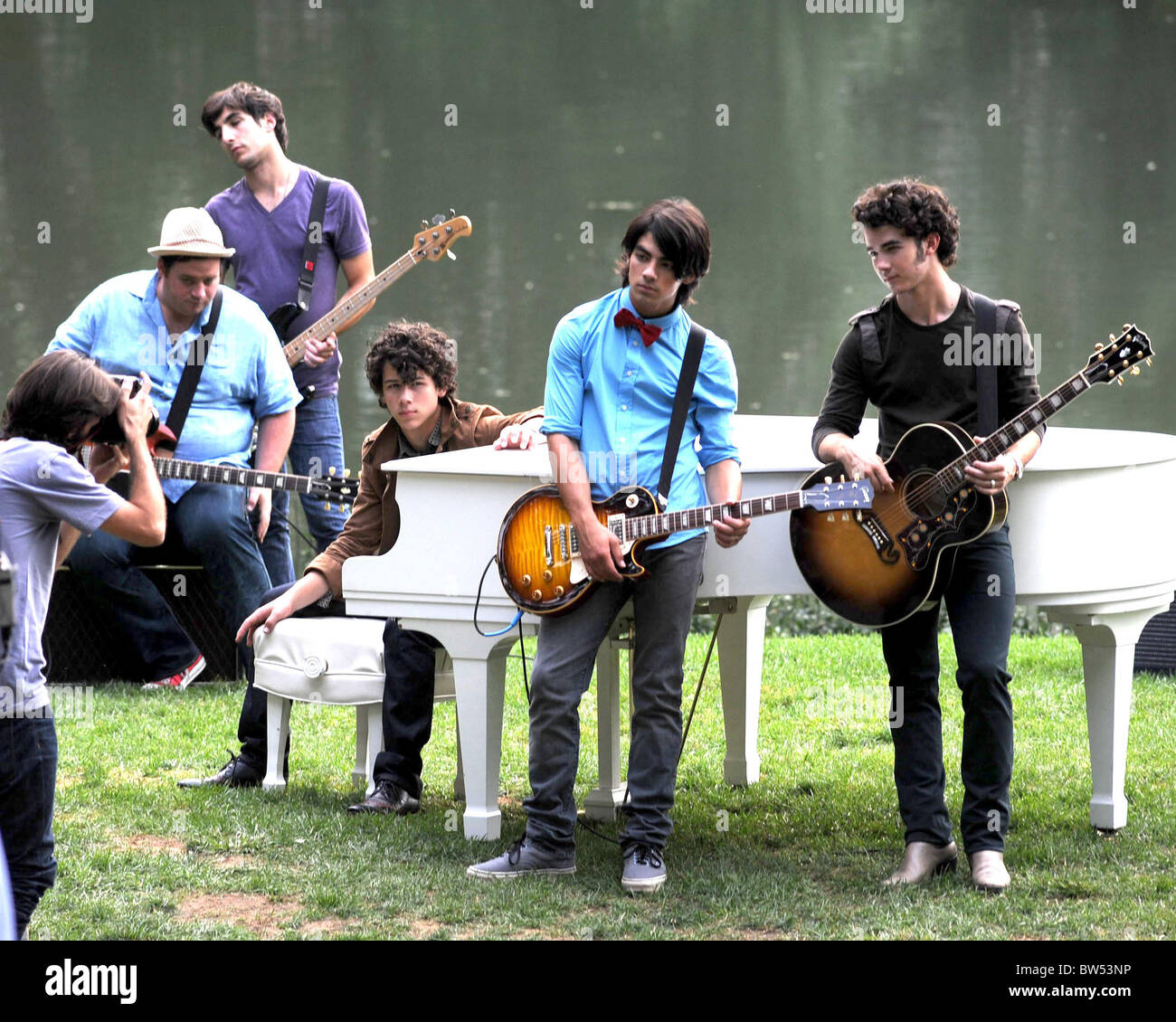 The Jonas Brothers Band Shoots Music Video Stock Photo - Alamy