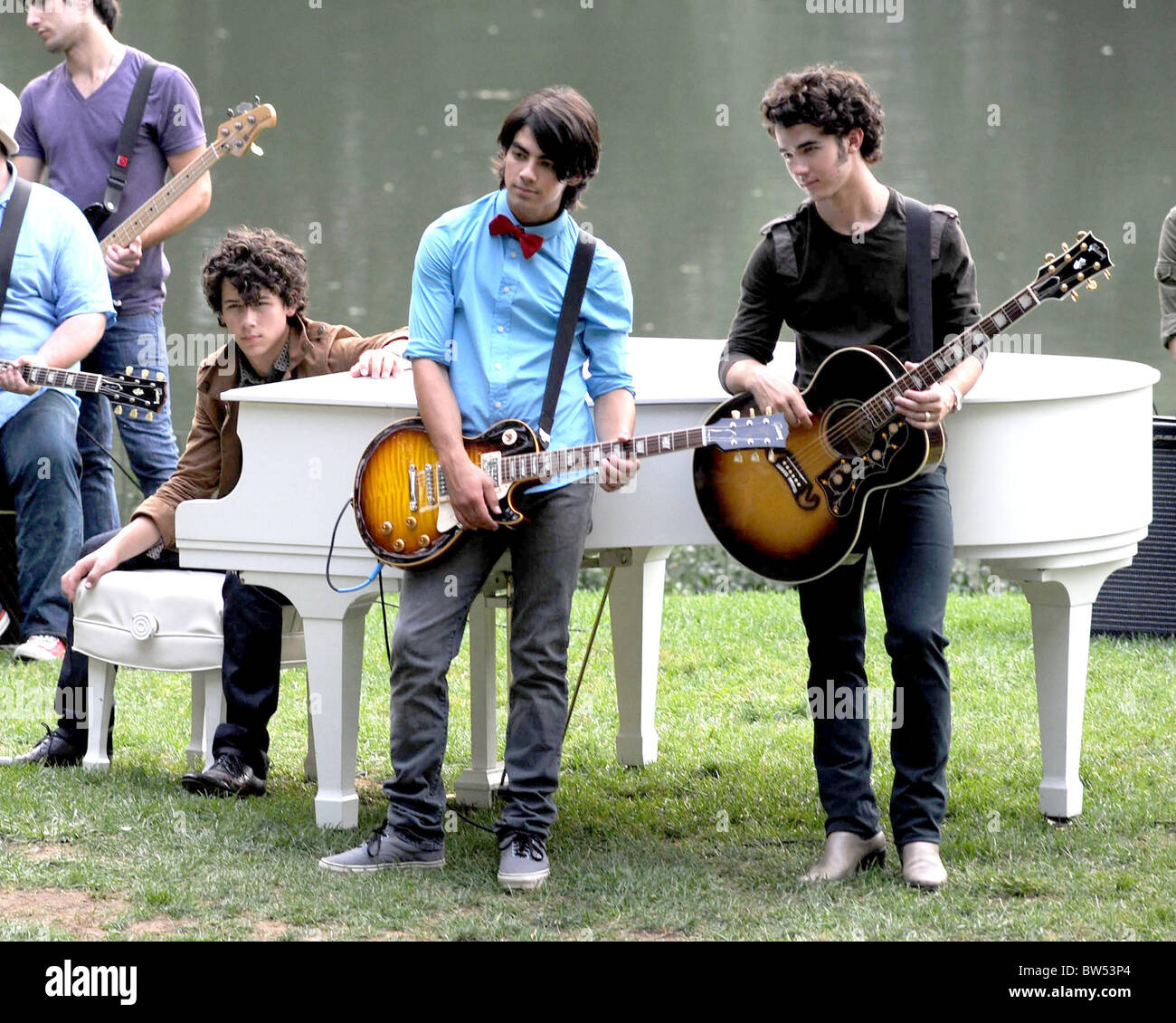 The Jonas Brothers Band Shoots Music Video Stock Photo - Alamy