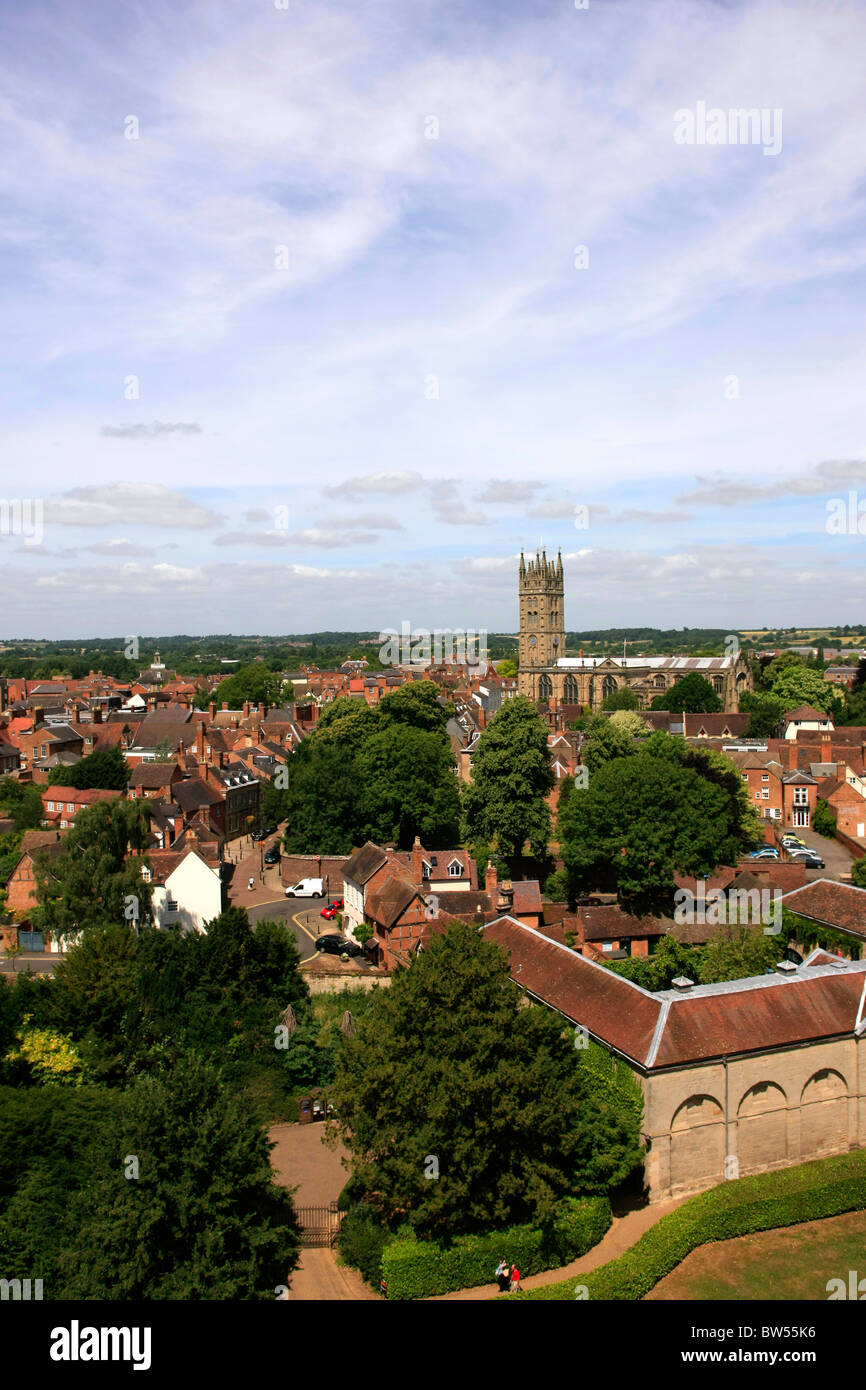 View of Warwick town from the top of Guy's Tower at the Castle Stock ...