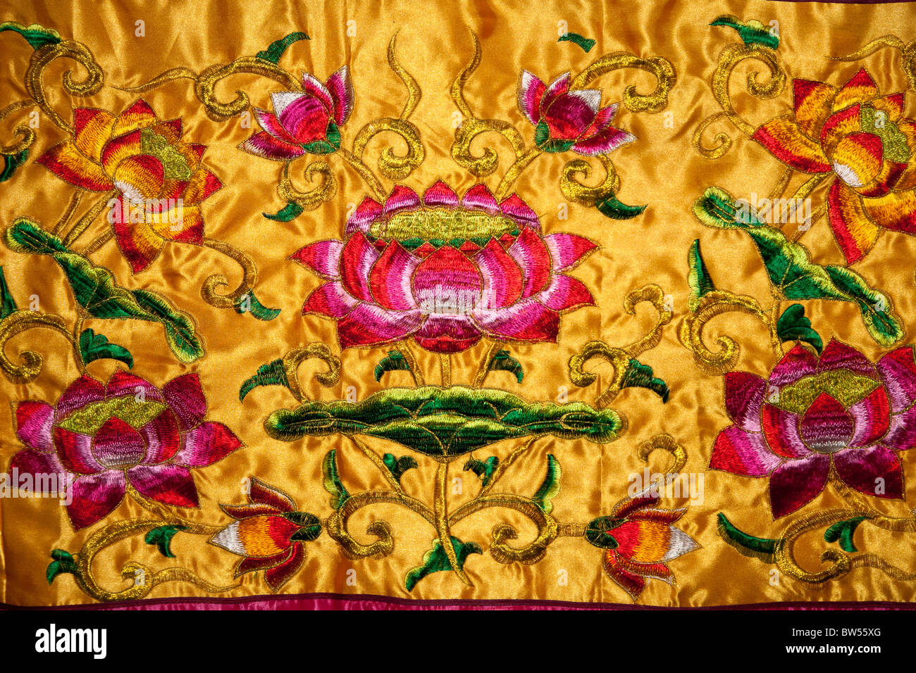 Colourful Chinese embroidered silk prayer stool, Luoyang Folklore ...