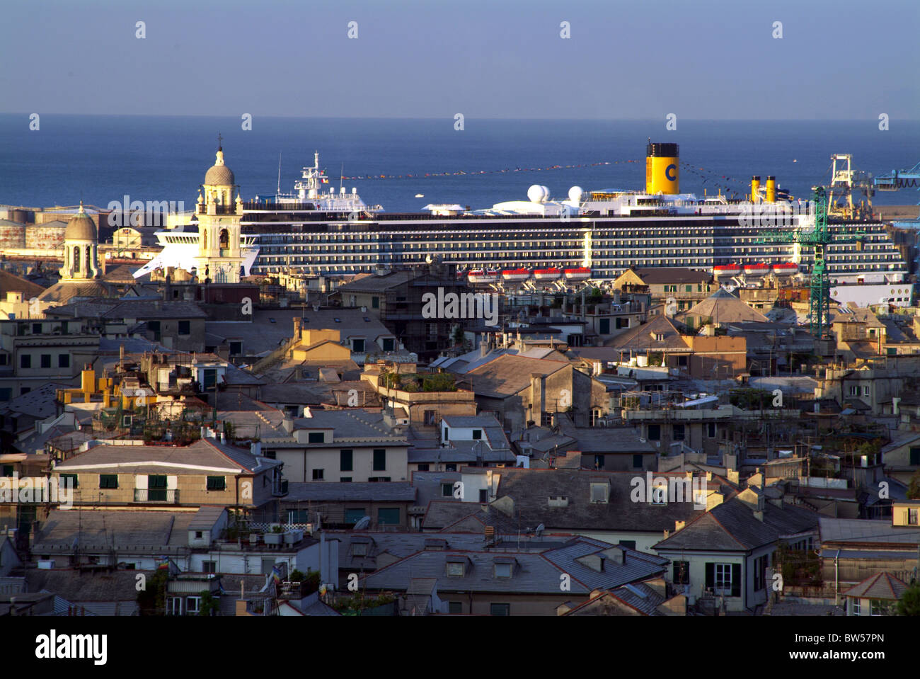 City View with Cruise Ship Stock Photo - Alamy