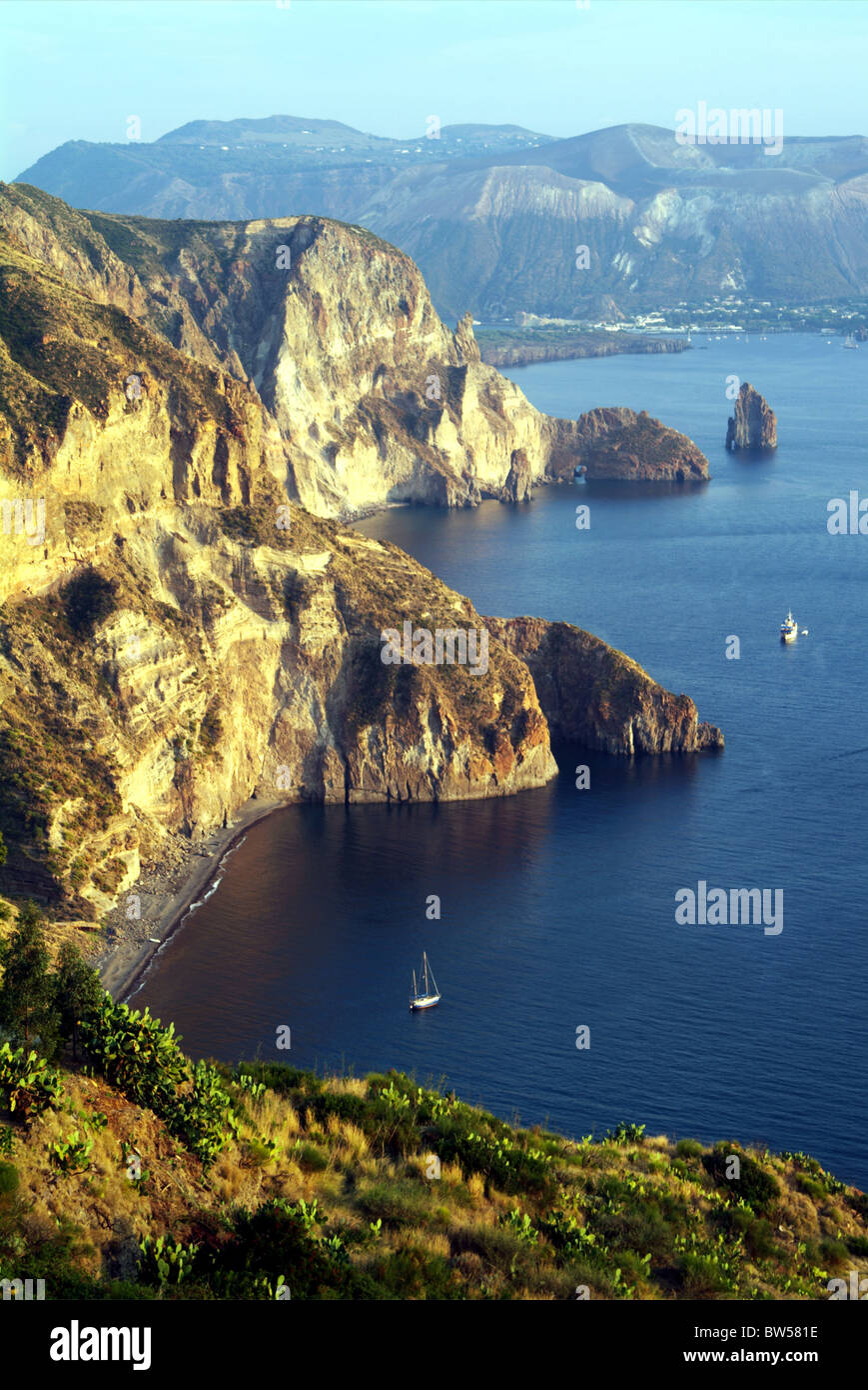 Lipari Coast & Volcano Stock Photo - Alamy