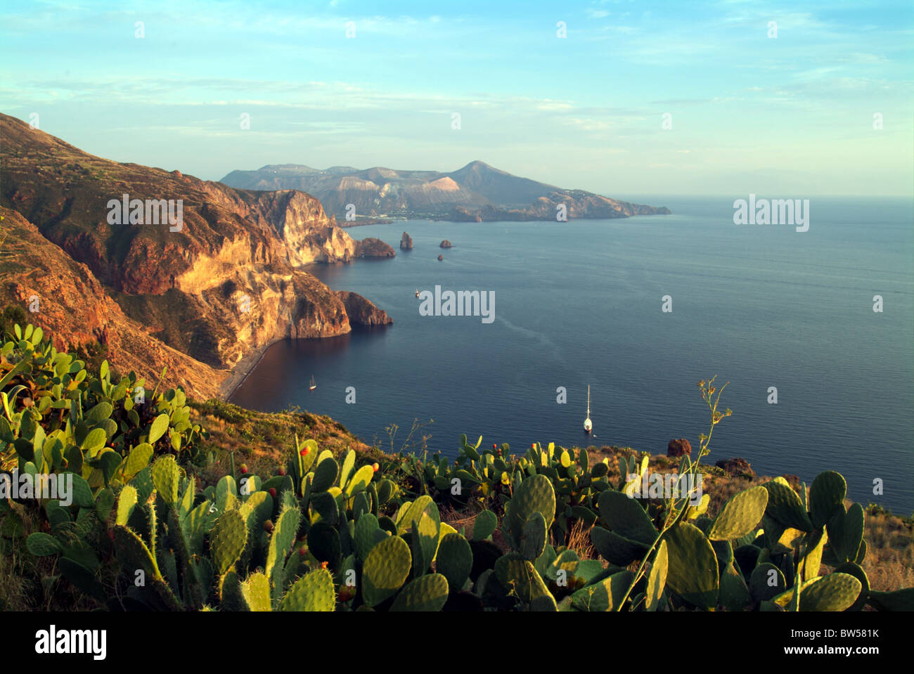 Lipari Coast & Volcano Stock Photo - Alamy