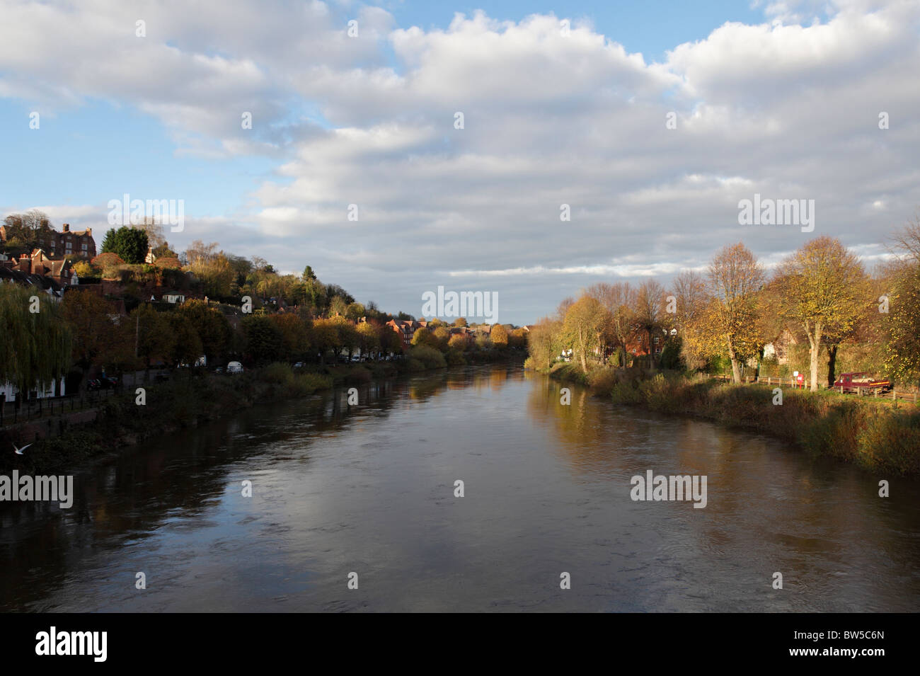 An view of the up river section of the River Severn beyond the ...
