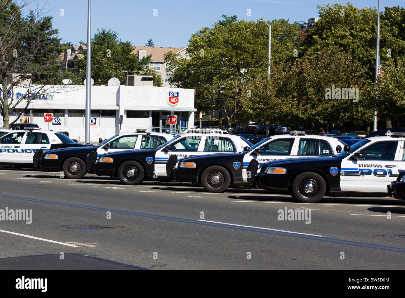 Police cars at Stamford Police Headquarters CT USA Stock Photo - Alamy
