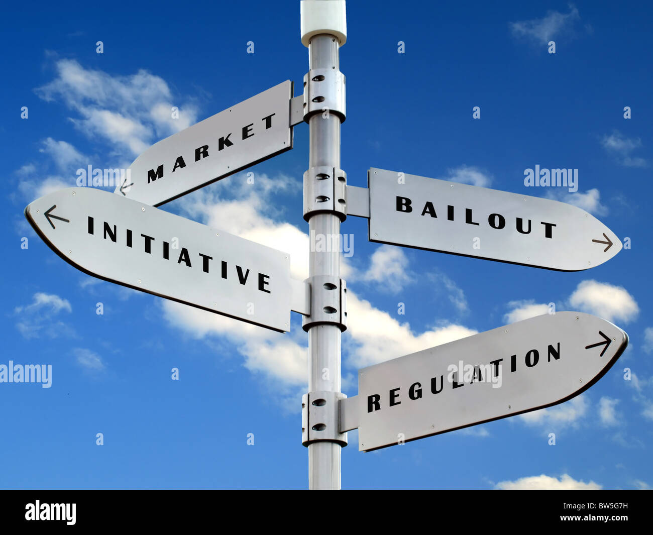 economy directions sign on the blue sky Stock Photo - Alamy