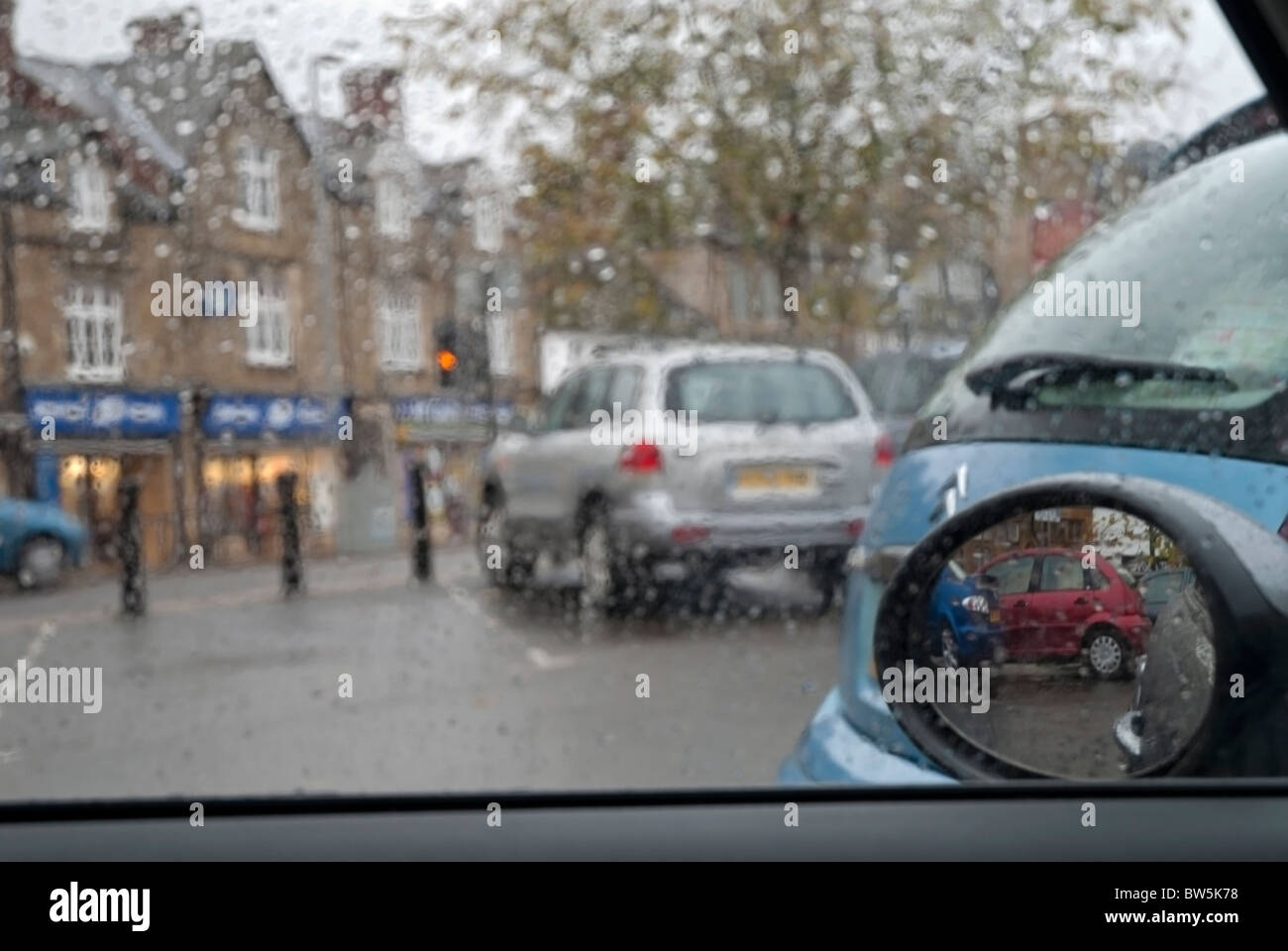Rain on Car Window View From Inside Stock Photo - Alamy