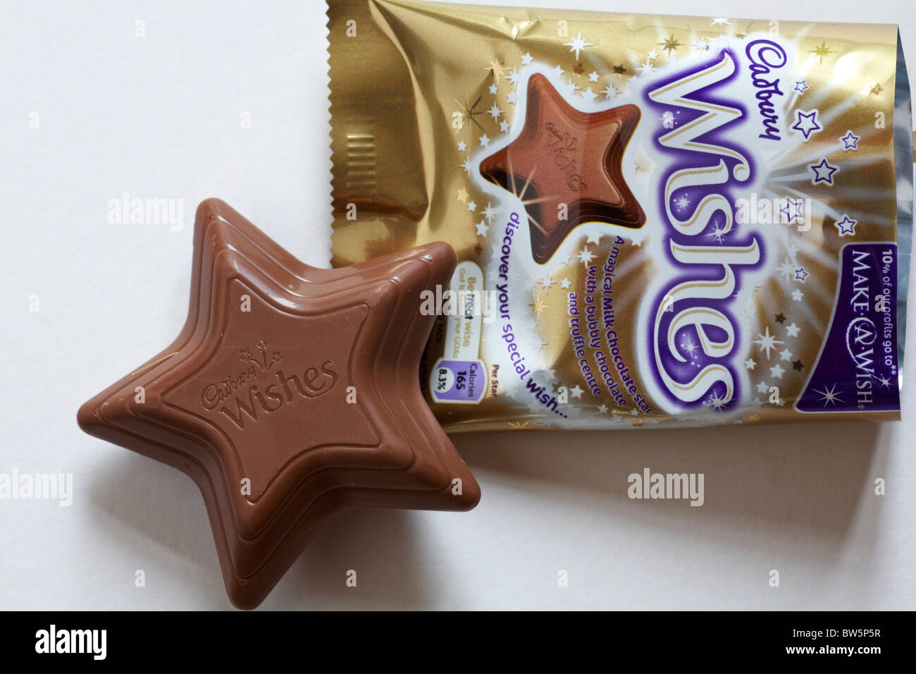 Cadbury Wishes chocolate star positioned on packet set on white ...