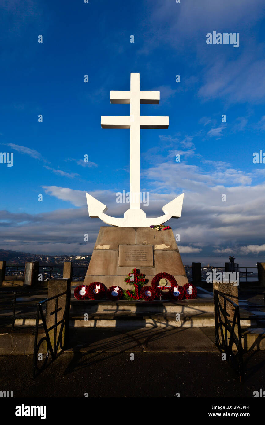 Morning light on the Free French Cross of Lorraine at Greenocks Lyle ...