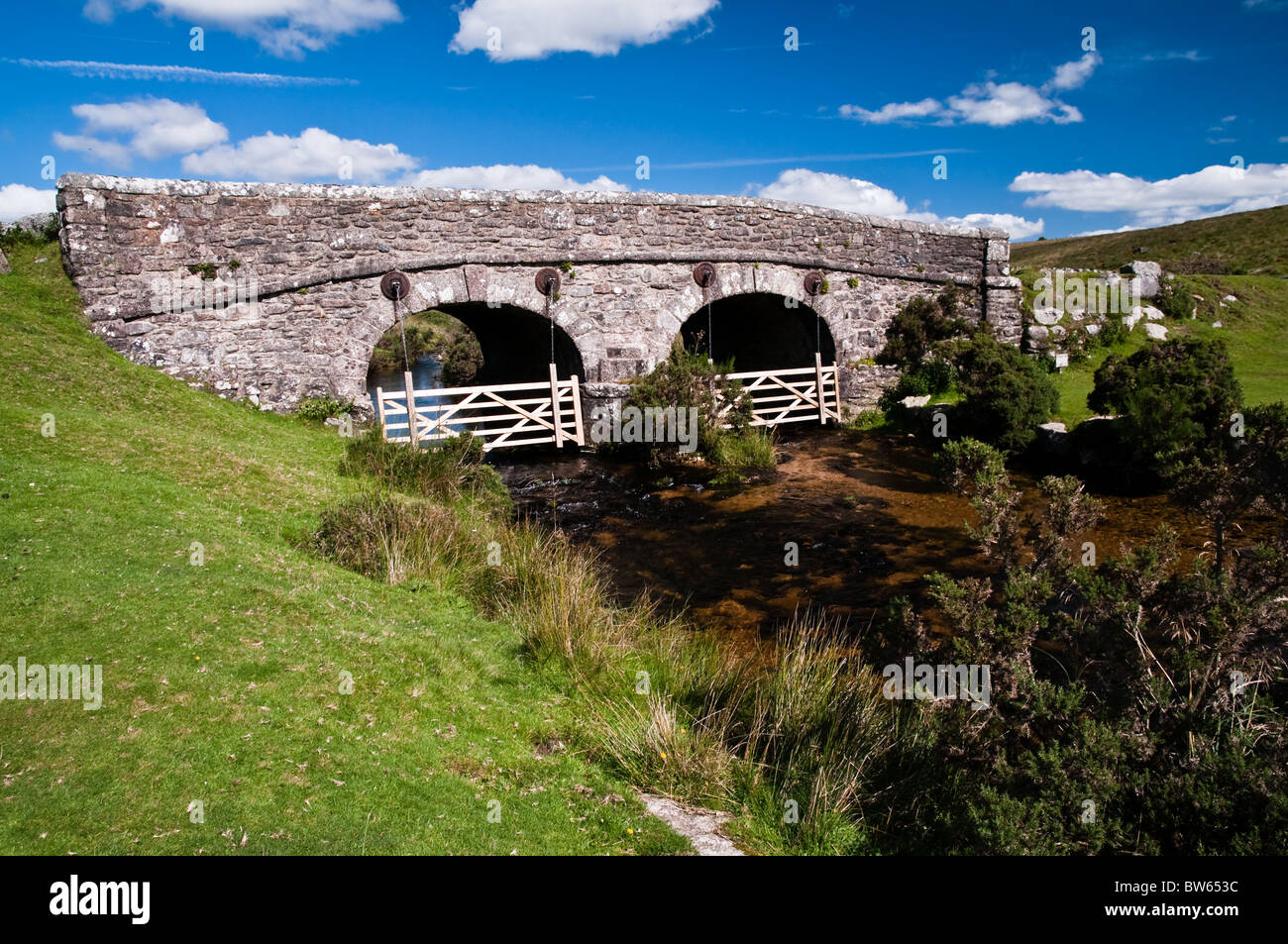 Stone clapper bridge, Dartmoor Stock Photo - Alamy