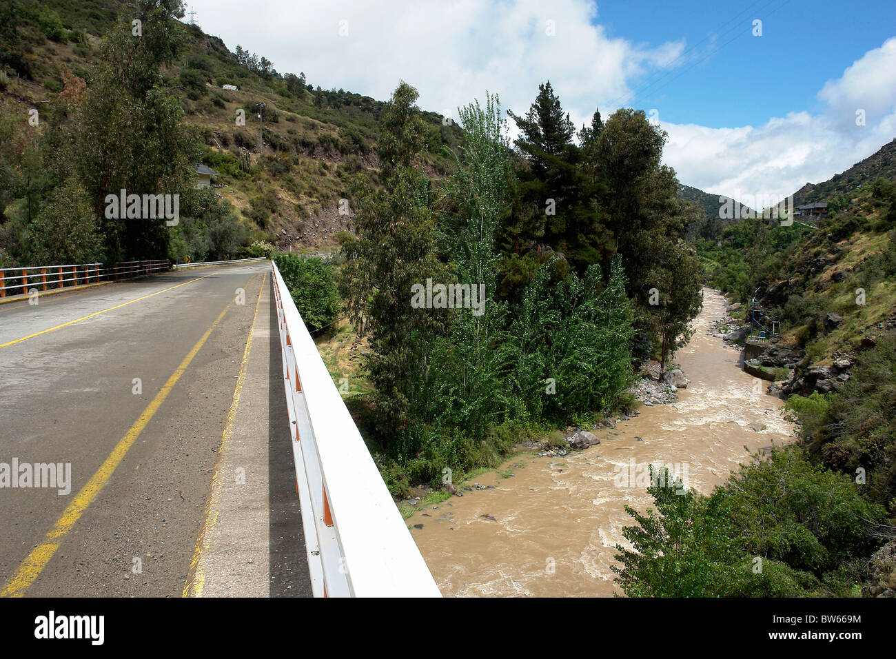 Bridge in the cordillera of the andes mountains in chile Stock Photo ...