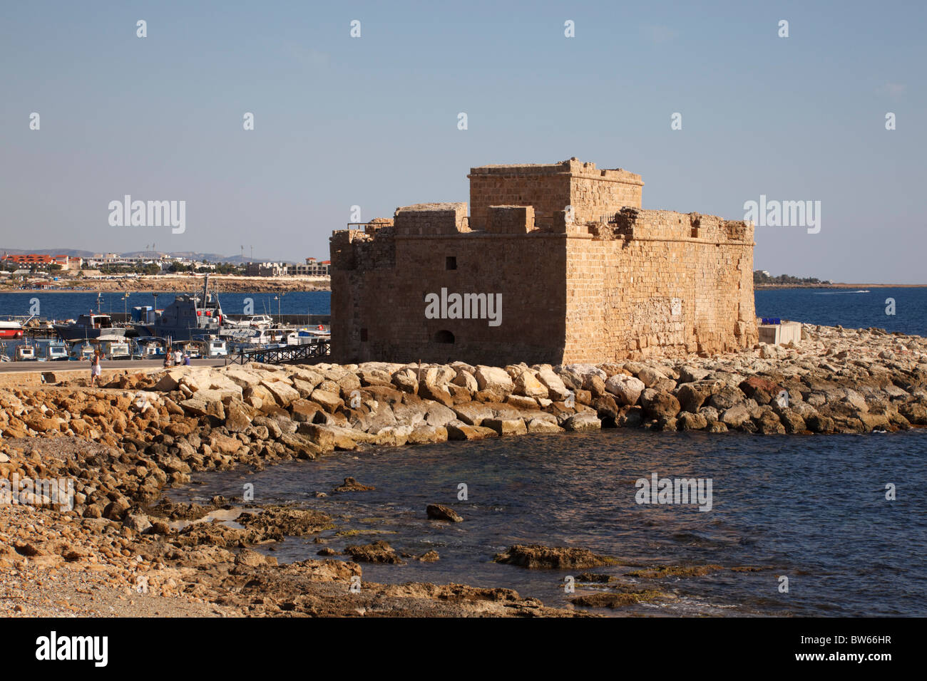 Paphos, Pafos, Castle with the old harbour behind Stock Photo - Alamy