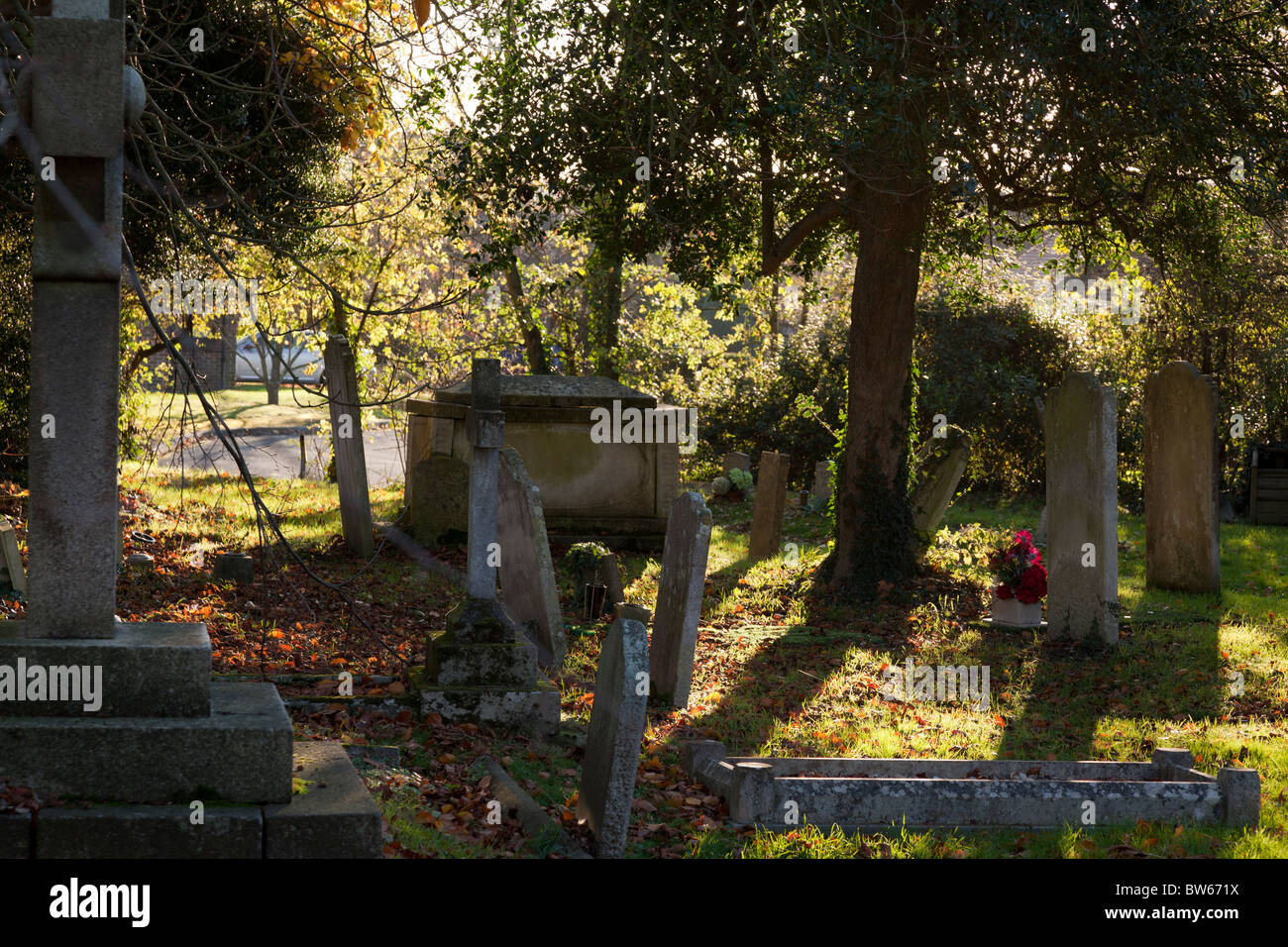 Gravestones in the graveyard of The Parish Church of St Nicholas ...