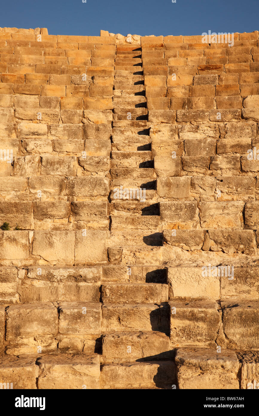 Detail of steps Roman Curium (Kourion) amphitheatre, Cyprus Stock Photo ...