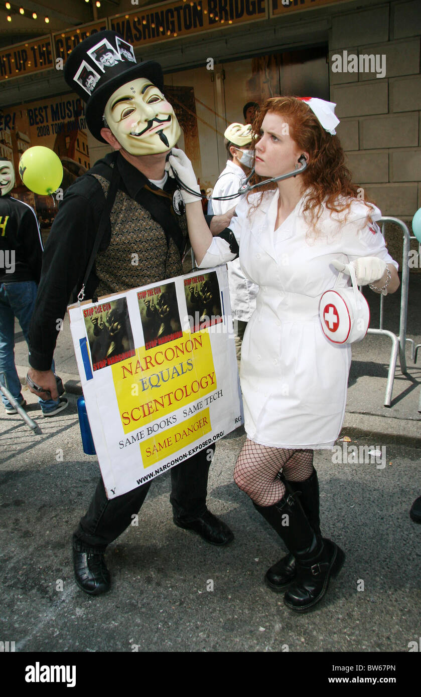 Anonymous Group Protests Outside Church of Scientology Stock Photo - Alamy