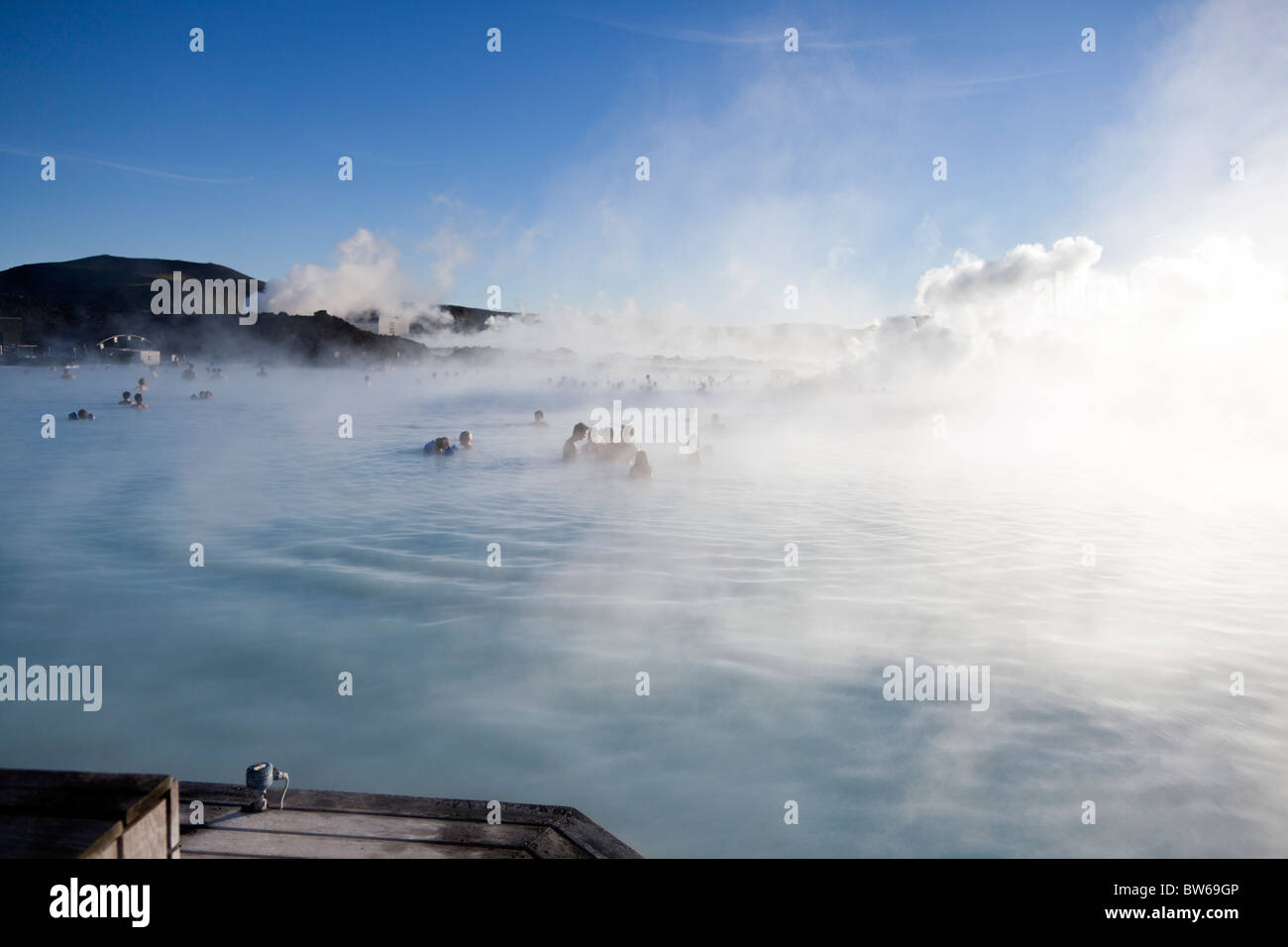 People bathing in The Blue Lagoon geothermal spa, Iceland Stock Photo ...