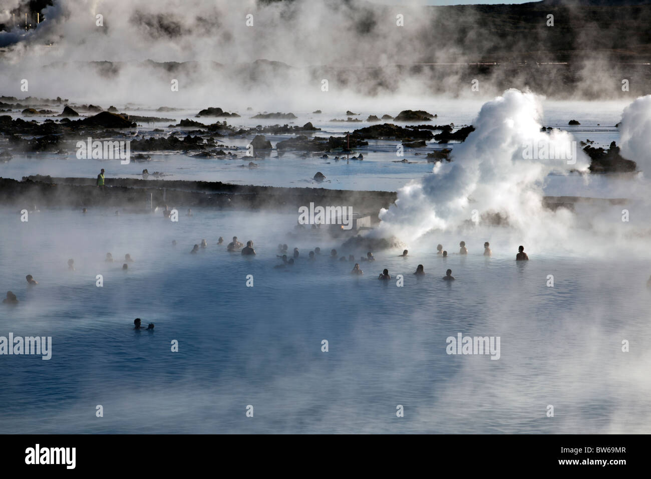 People bathing in The Blue Lagoon geothermal spa, Iceland Stock Photo ...