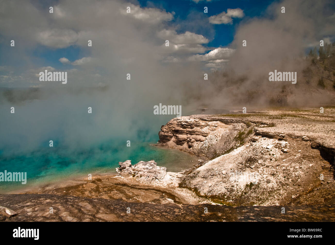 Excelsior Geyser crater, Midway Geyser Basin, Yellowstone Stock Photo ...