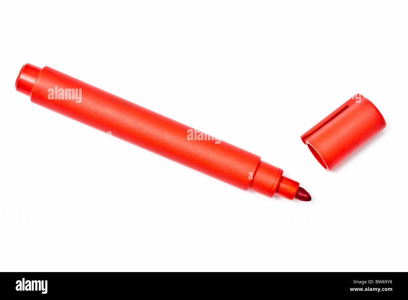 Red highlighter isolated on white background Stock Photo - Alamy