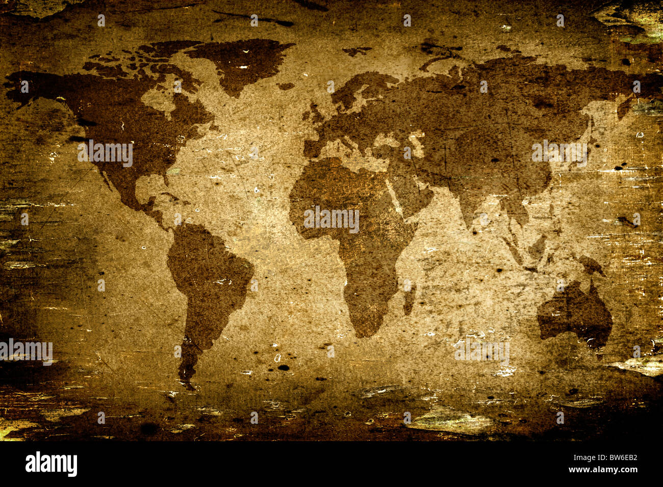 Background made with old textured paper with a world map - Map traced ...