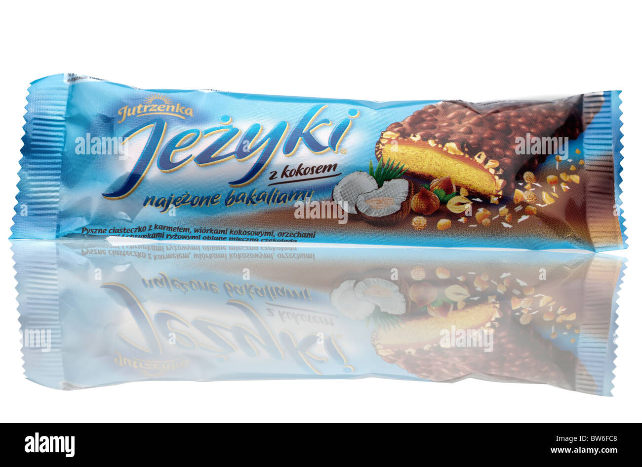 Jutrzenka Jezyki coconut, hazelnut chocolate bar Stock Photo - Alamy