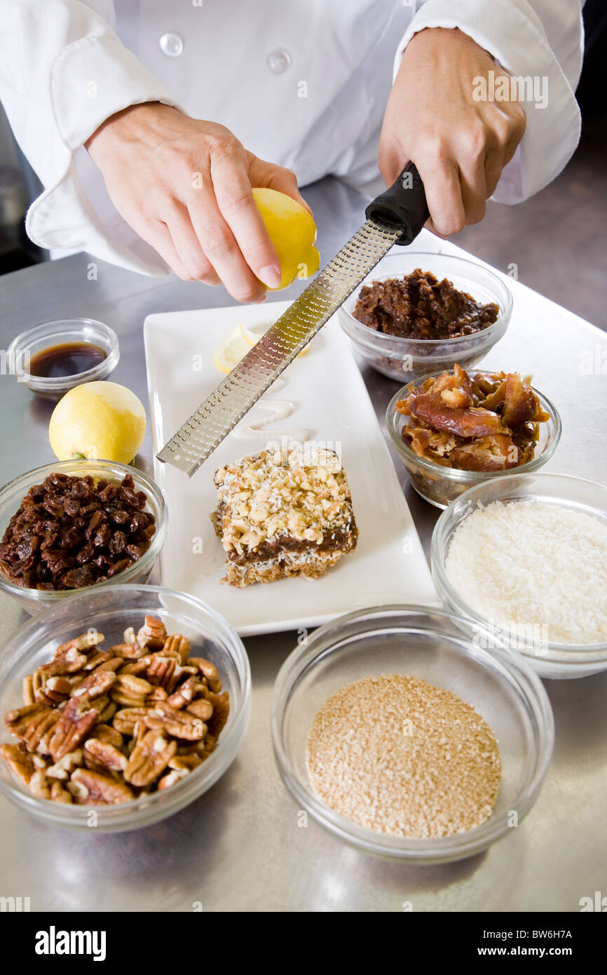 Ingredients for healthy gourmet dessert with lemon zest Stock Photo - Alamy