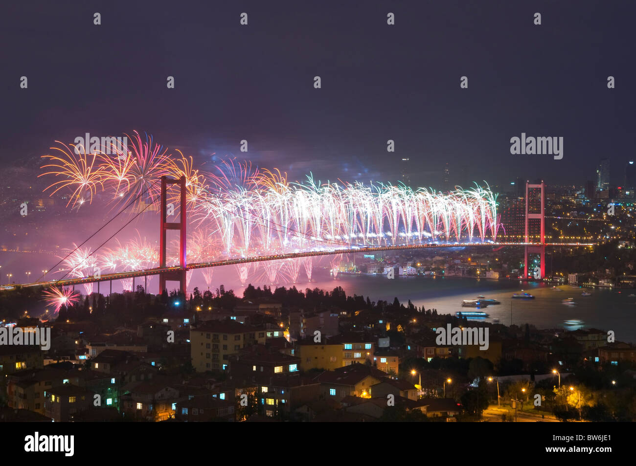 Fireworks during the Celebrations of Republic Day of Turkey,in istanbul ...