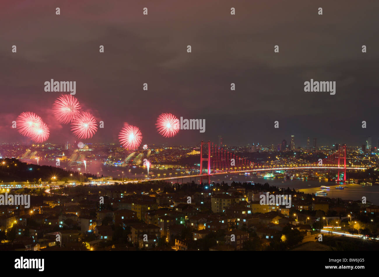 Fireworks during the Celebrations of Republic Day of Turkey,in istanbul ...