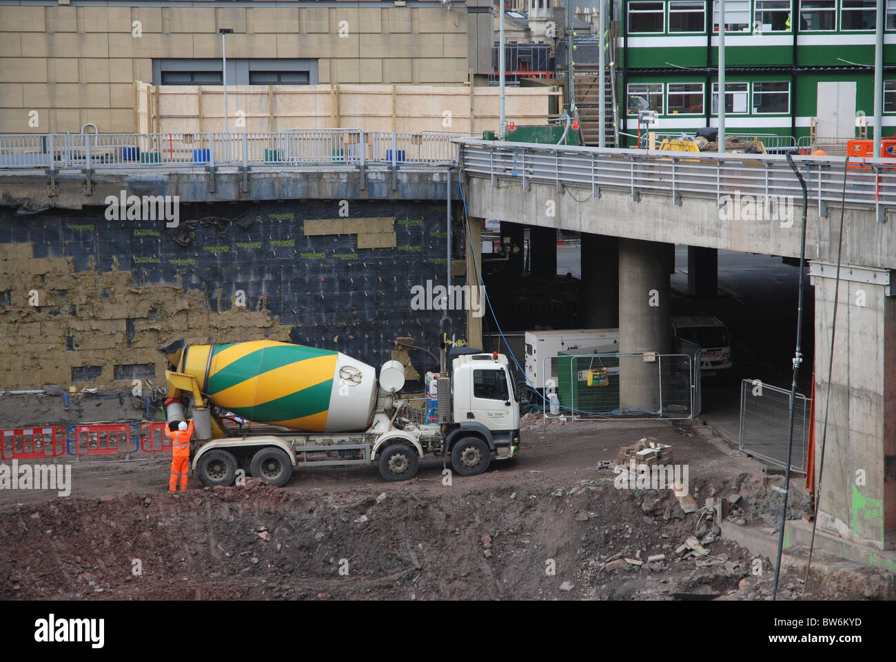Construction site in the financial district of Edinburgh, Scotland, UK ...