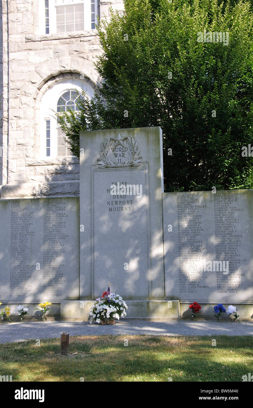 WWII monument and memorial in front of the Town Hall, Newport, Rhode ...