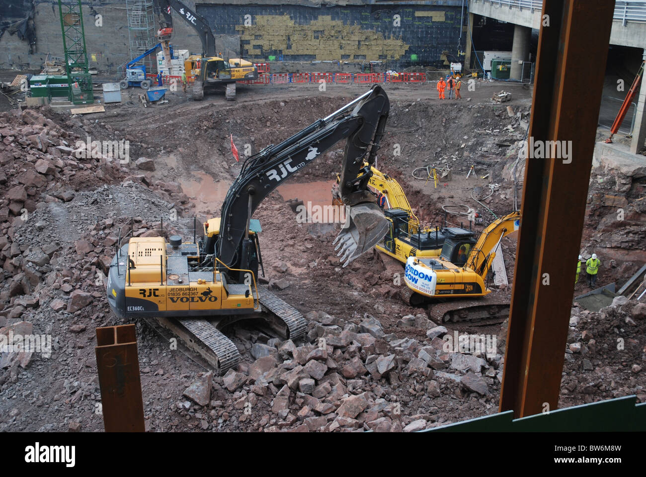 Construction site in the financial district of Edinburgh, Scotland, UK ...
