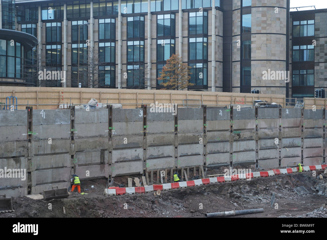 Construction site in the financial district of Edinburgh, Scotland, UK ...