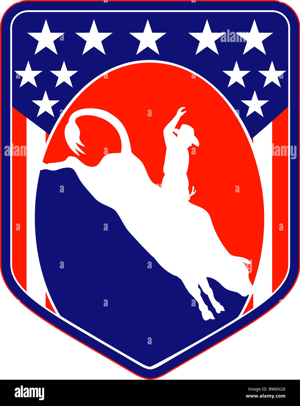 retro style illustration of a silhouette of an American Rodeo Cowboy ...