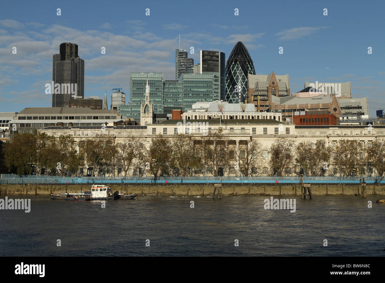 The City of London from the south bank of the river Thames Stock Photo ...