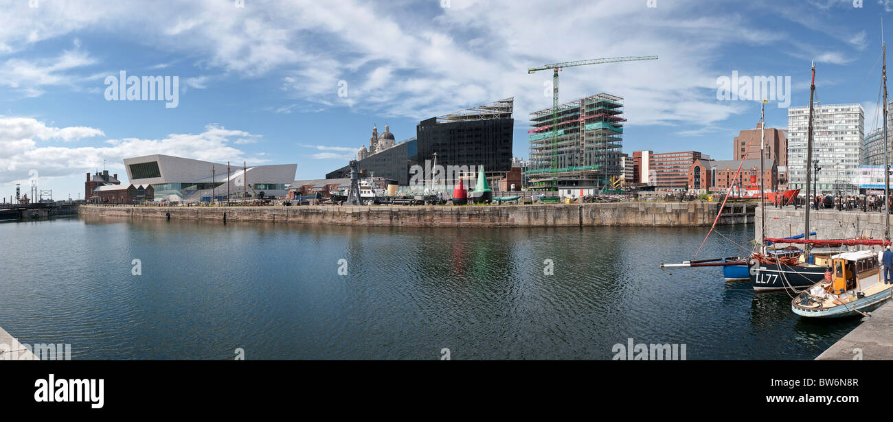Liverpool quayside view from Albert Dock of The Royal Liver Building ...