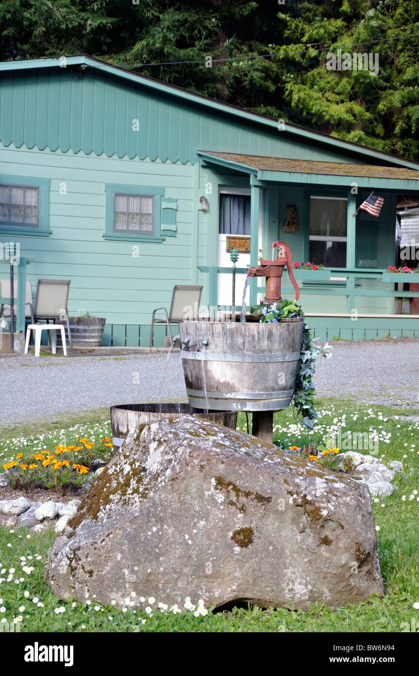 Fountain at Redcrest Resort in Redwoods National Park, California, USA ...