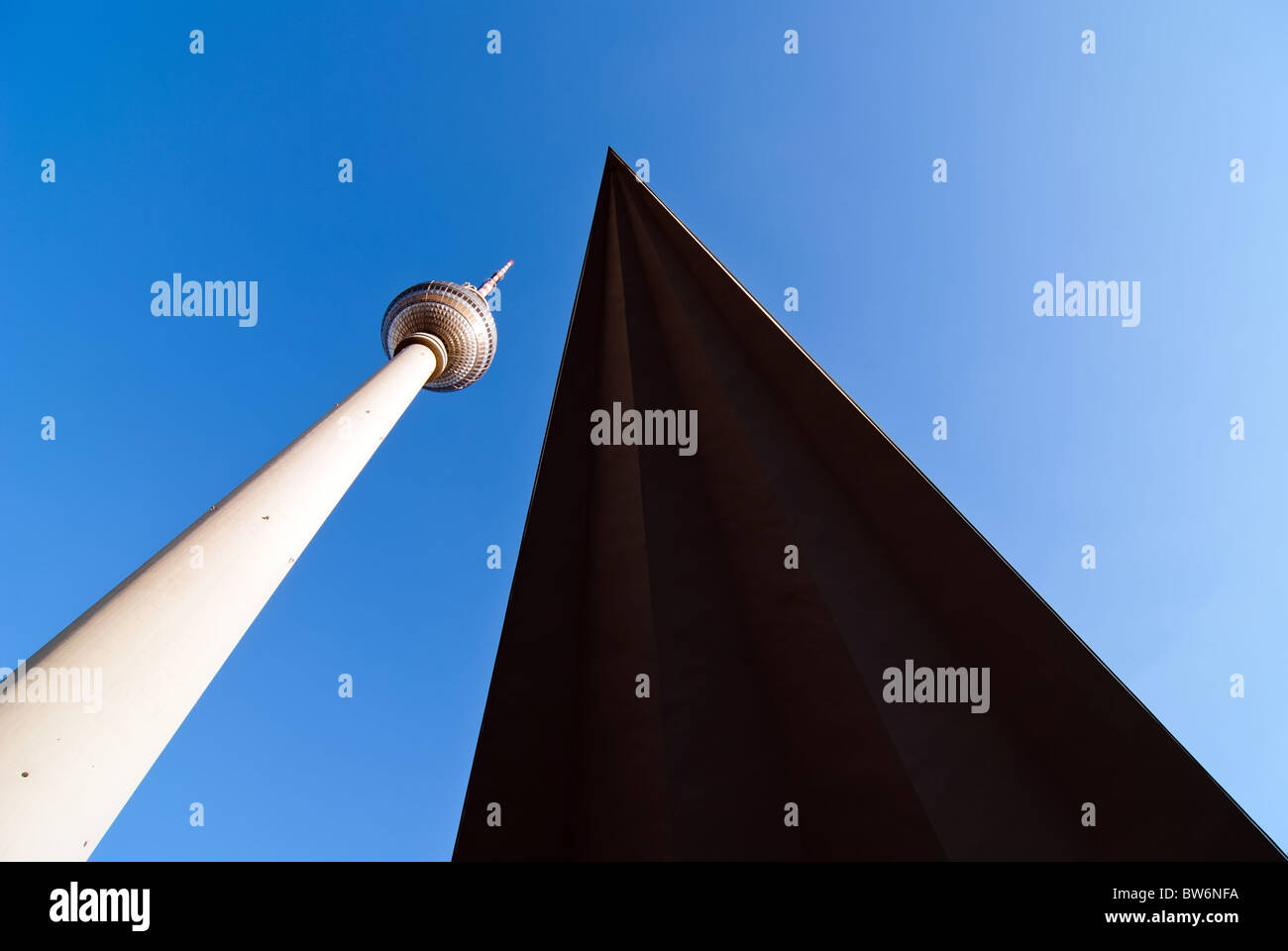 television tower against a blue sky Stock Photo - Alamy
