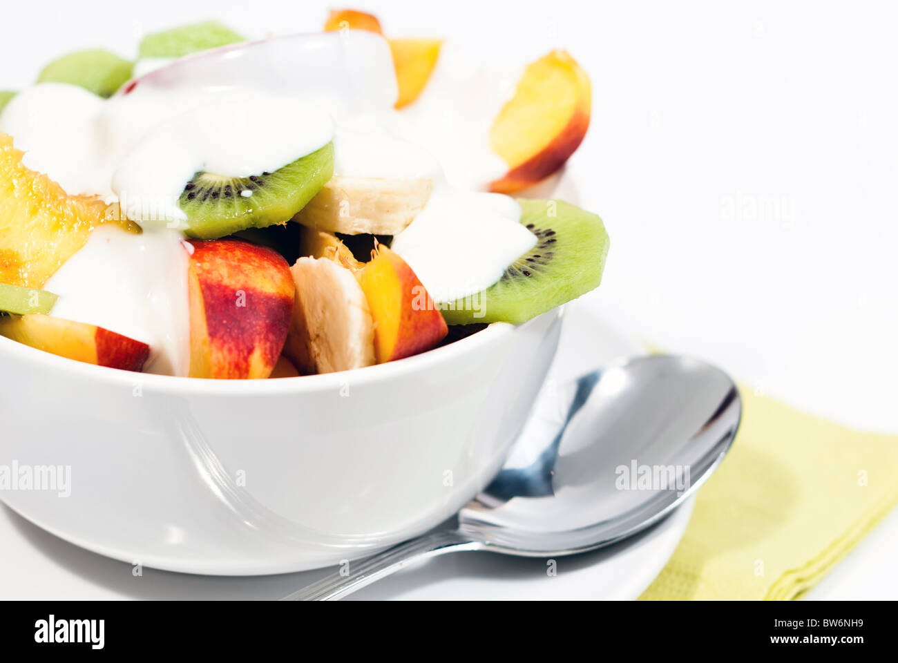 white bowl of fresh fruit and yogurt Stock Photo - Alamy