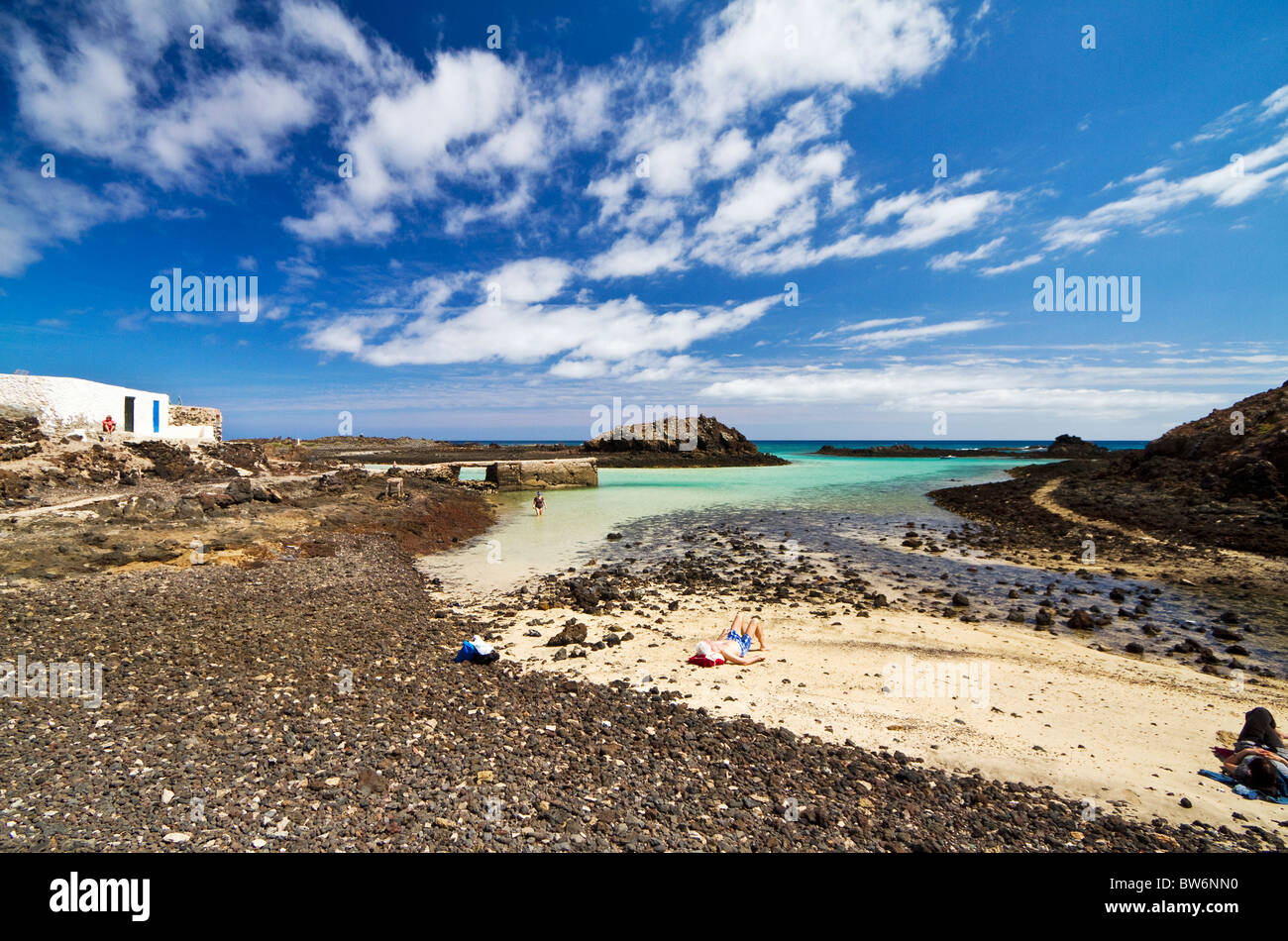 Islote de Lobos. Lobos island. Clear Blue water in this small island ...