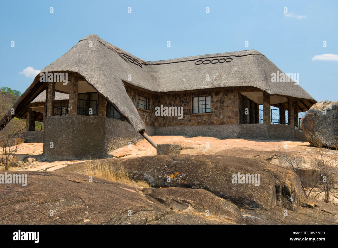 Imbila Lodge overlooking the Maleme Dam in the Matopos Hills, western ...