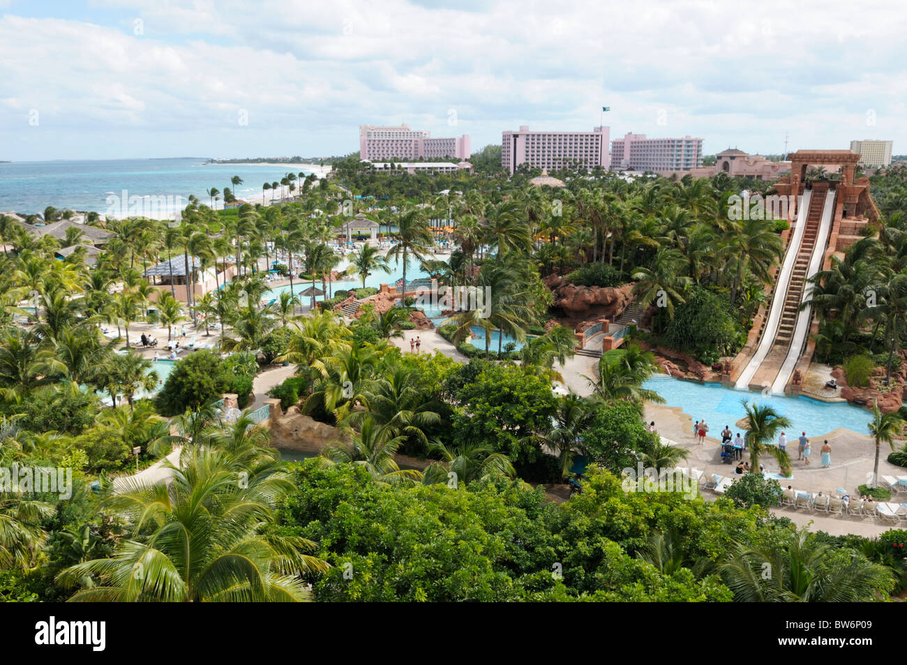 Waterpark slides, pools, and hotels, Atlantis resort, Paradise Island ...