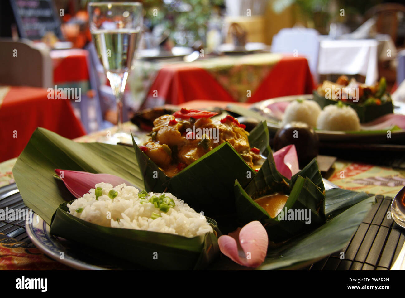 Khmer dish Fish Amok, served at a restaurant in Siem Reap, Cambodia ...