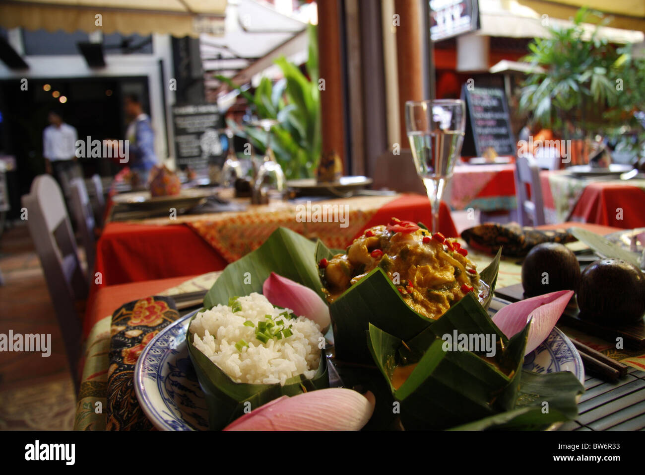 Khmer dish Fish Amok, served at a restaurant in Siem Reap, Cambodia ...