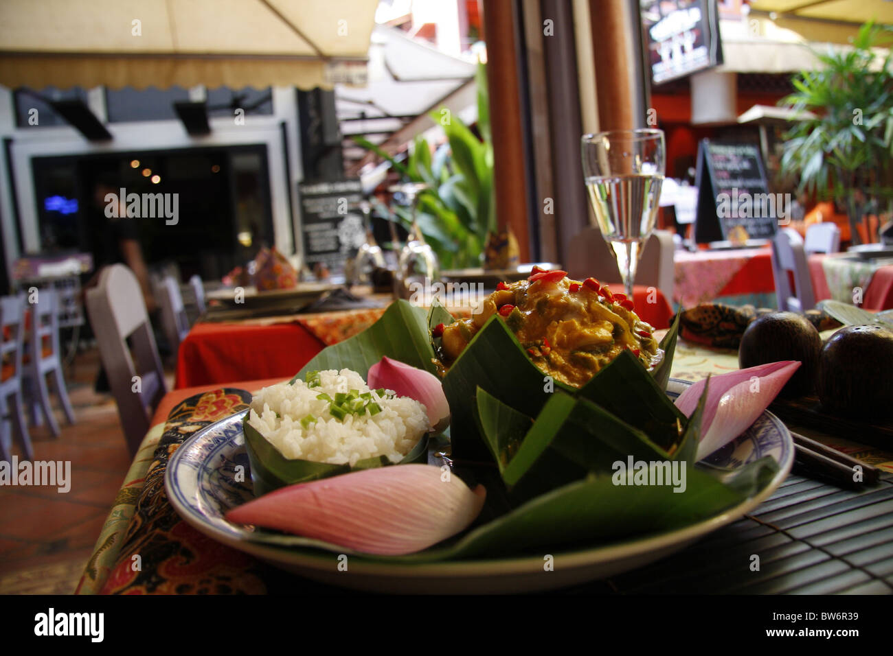 Khmer dish Fish Amok, served at a restaurant in Siem Reap, Cambodia ...